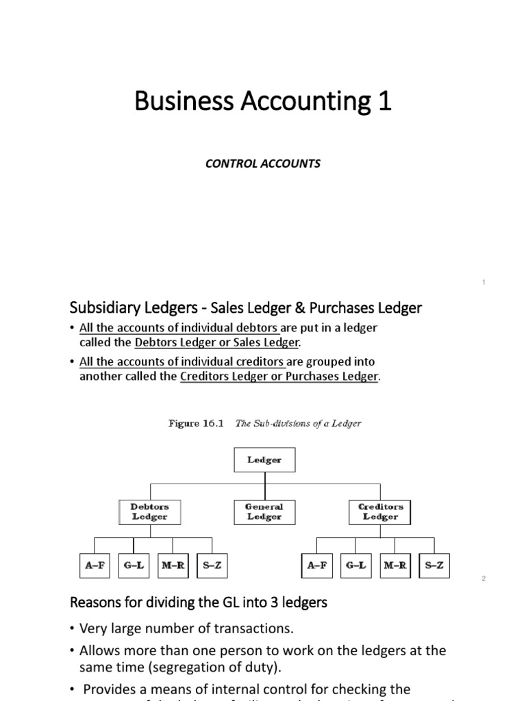 Lecture 3.2 - Control Accounts | PDF | Ledger | Creditor