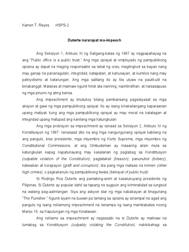 Posisyong Papel Duterte | PDF