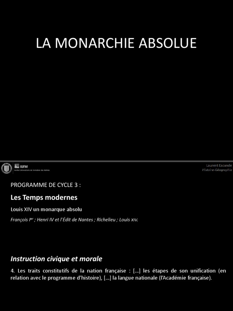 La Monarchie Absolue en France | PDF | Château de Versailles | Royaume ...