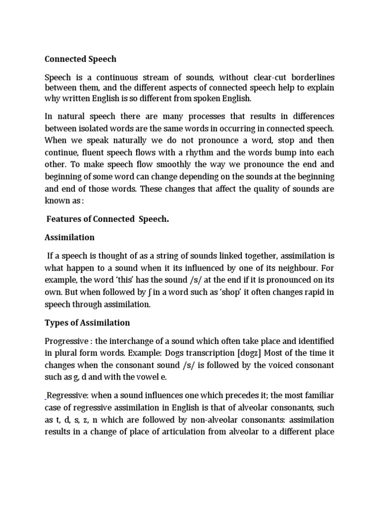 Connected Speech | PDF | English Language | Stress (Linguistics)