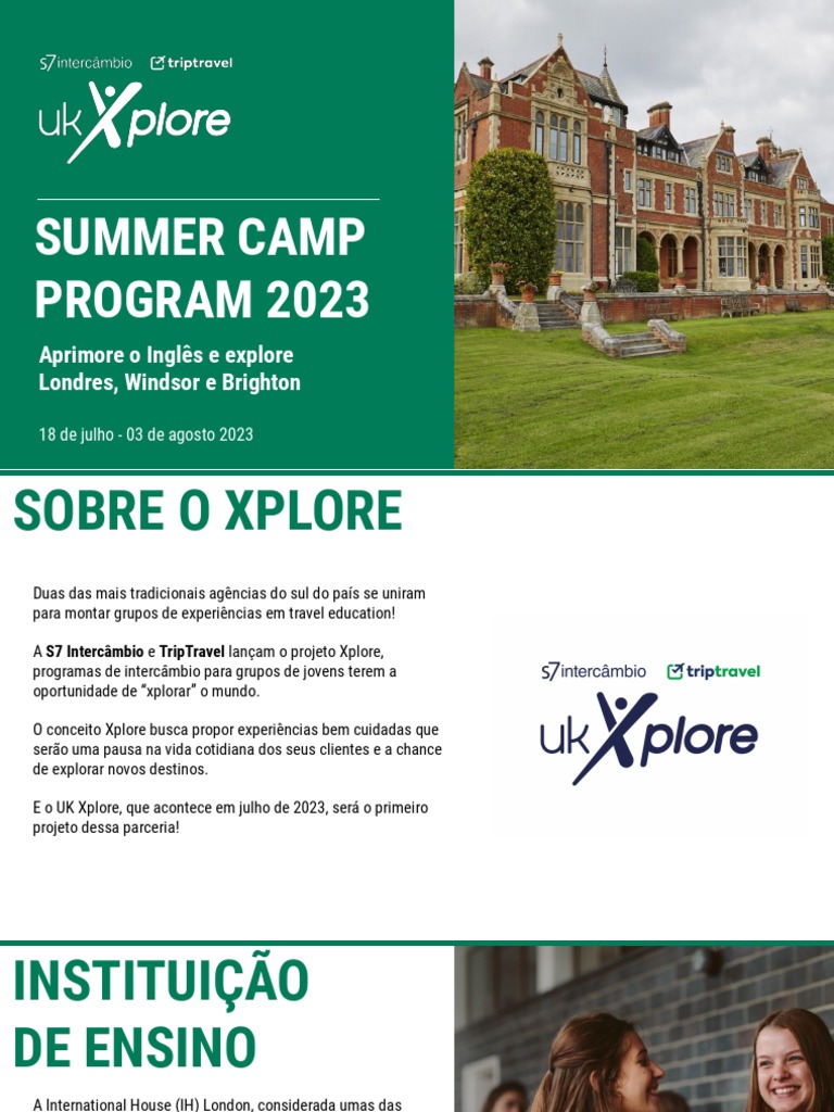 Summer Camp UK Xplore - Julho 2023 - S7 + Trip Travel (S7 GERAL) | PDF ...