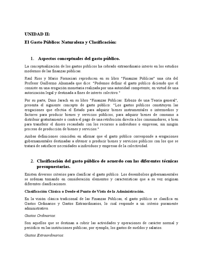 Definición y Clasificación del Gasto Público | PDF | Presupuesto ...