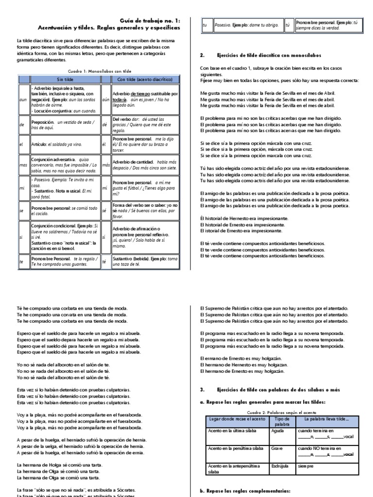 Reglas de Acentuación y Tilde Diacrítica | PDF | Morfología Lingüística ...