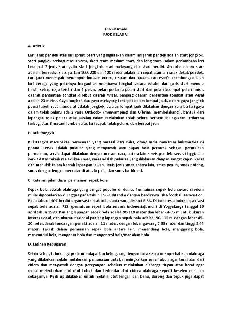Ringkasan Pjok | PDF