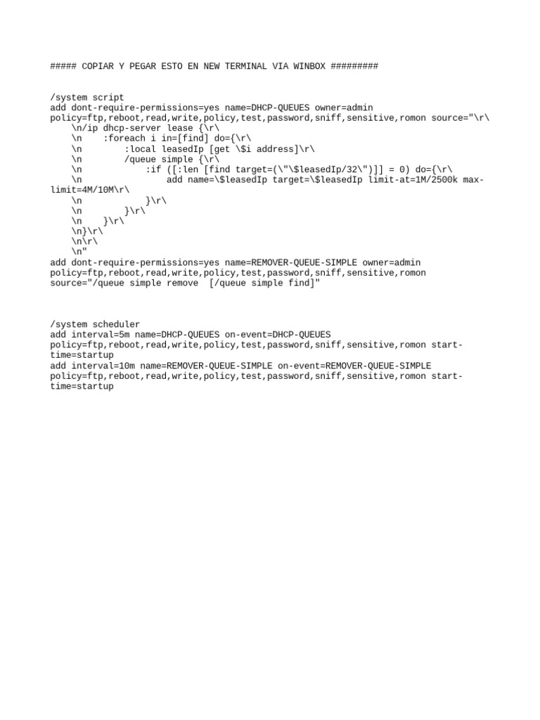 Scripts DHCP Simples Queues Reuso | PDF