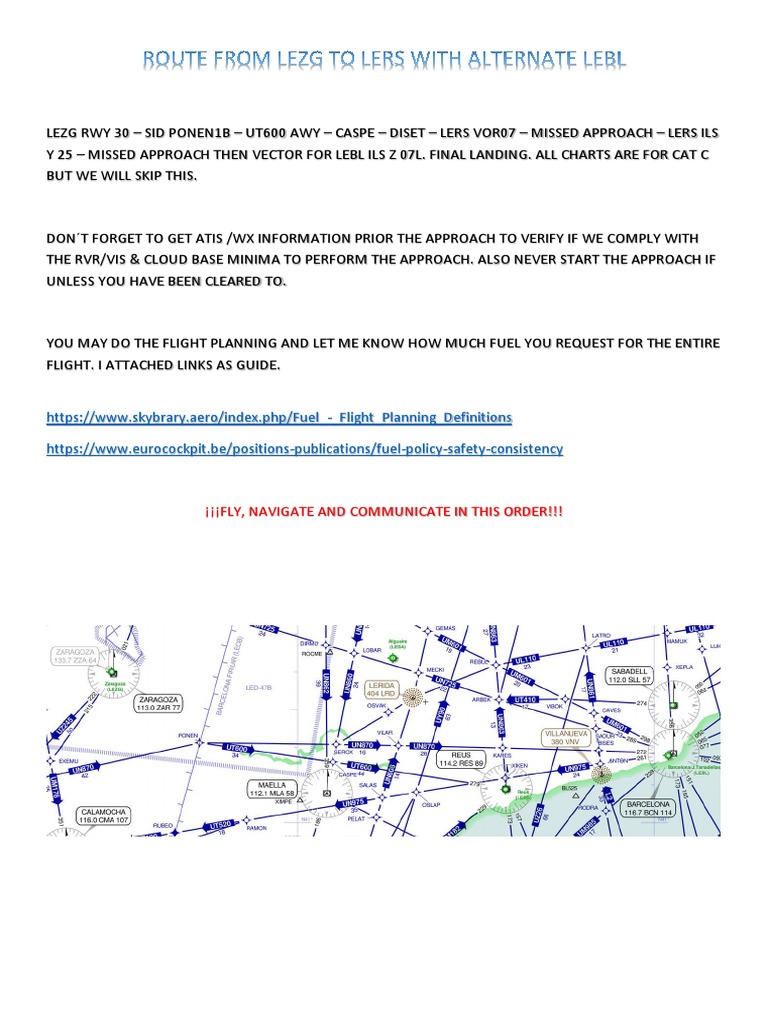Route From Lezg To Lers With Alternate Lebl | PDF | Aeronautics | Aircraft
