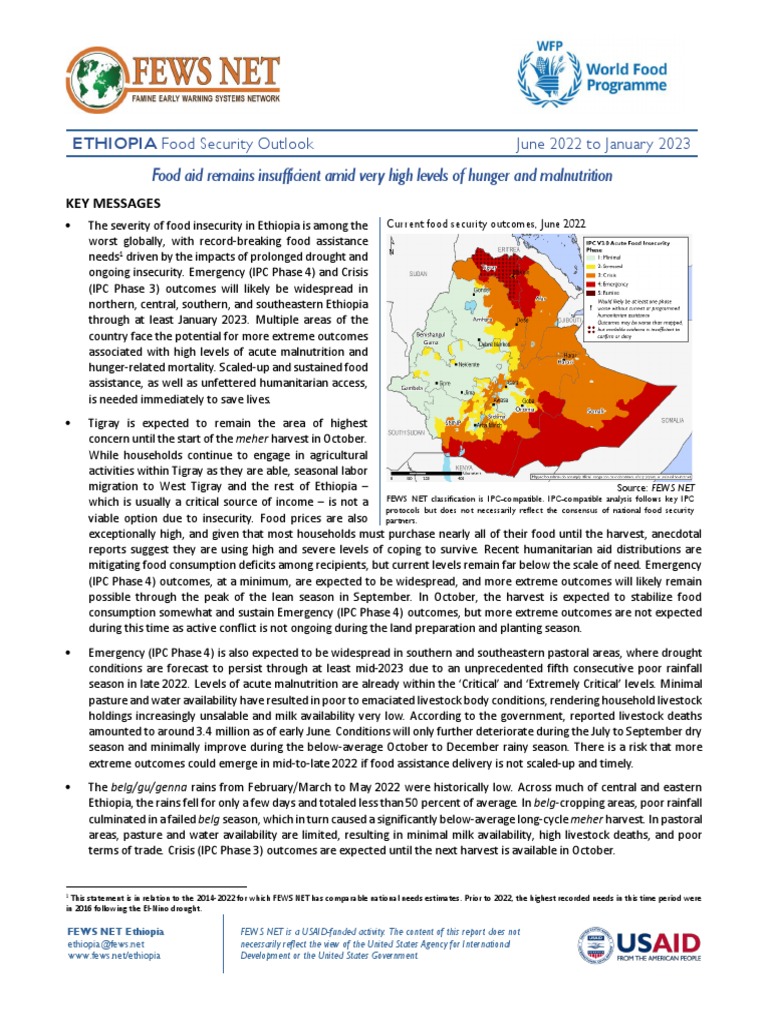 Ethiopia-Food Security Outlook-June 2022-Final | PDF | Cost Of Living ...