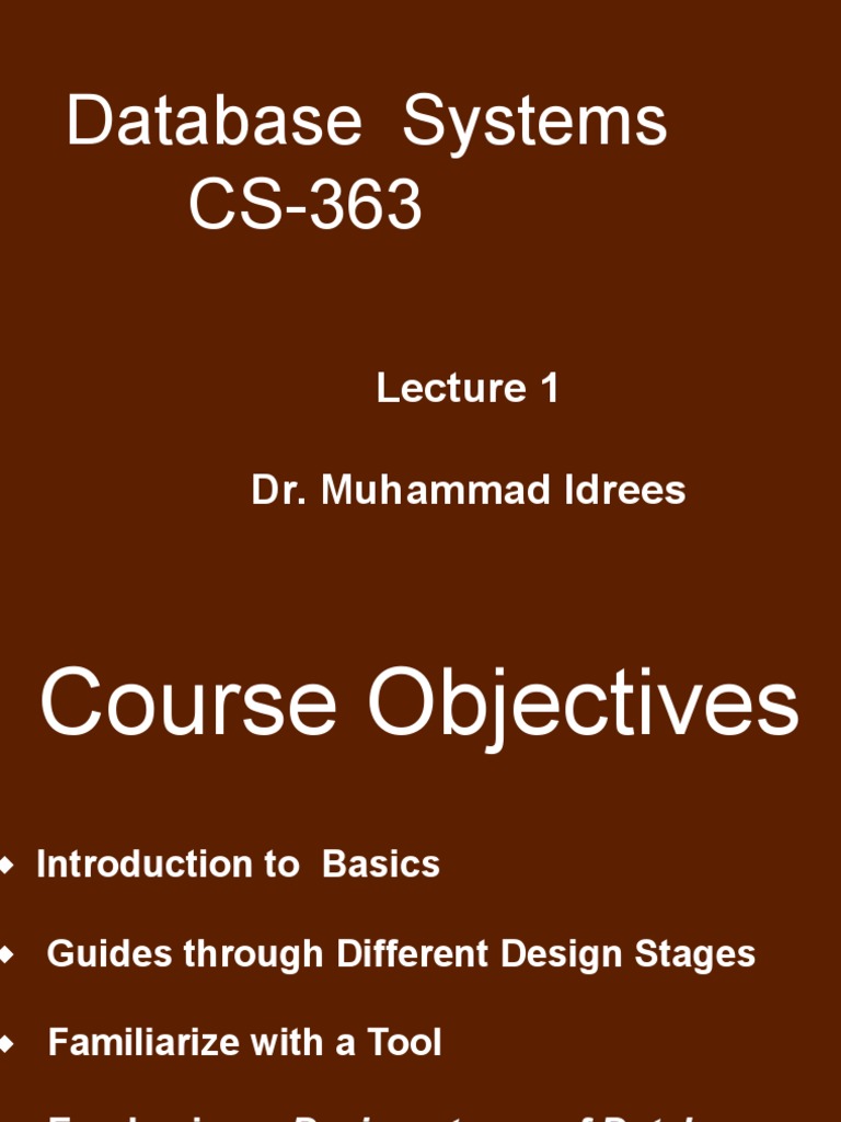 Dbms Lecture 1 Pdf Databases Data Model