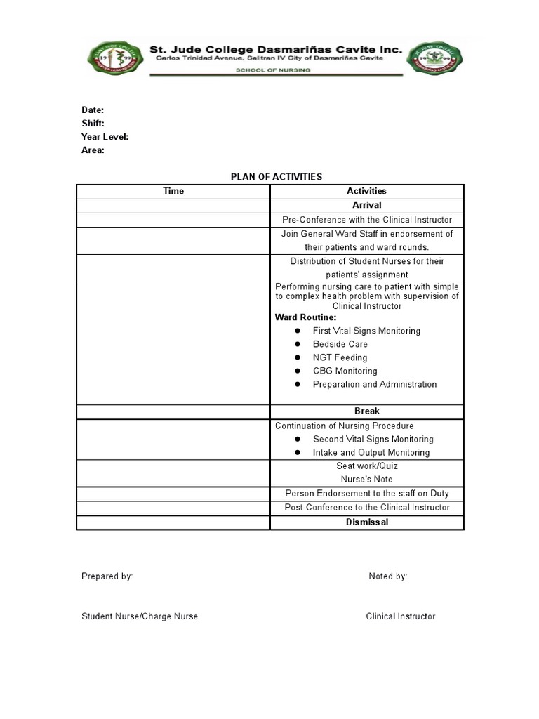 Plan of Activities Duty | PDF