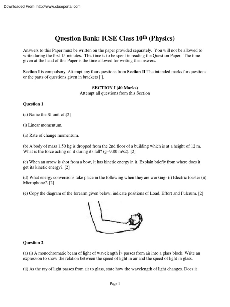 Question Bank ICSE Class 10th Physics | PDF | Radioactive Decay ...