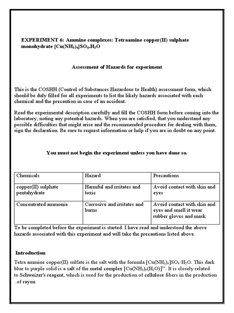 EXPERIMENT6 | PDF | Ammonia | Chemical Substances