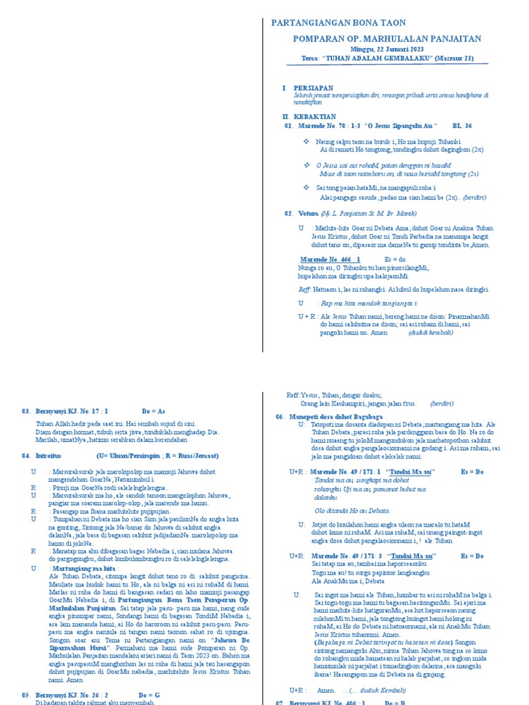 PARTANGIANGAN BONA TAON | PDF