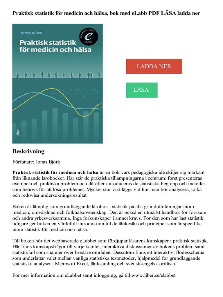 Praktisk Statistik För Medicin Och Hälsa | PDF