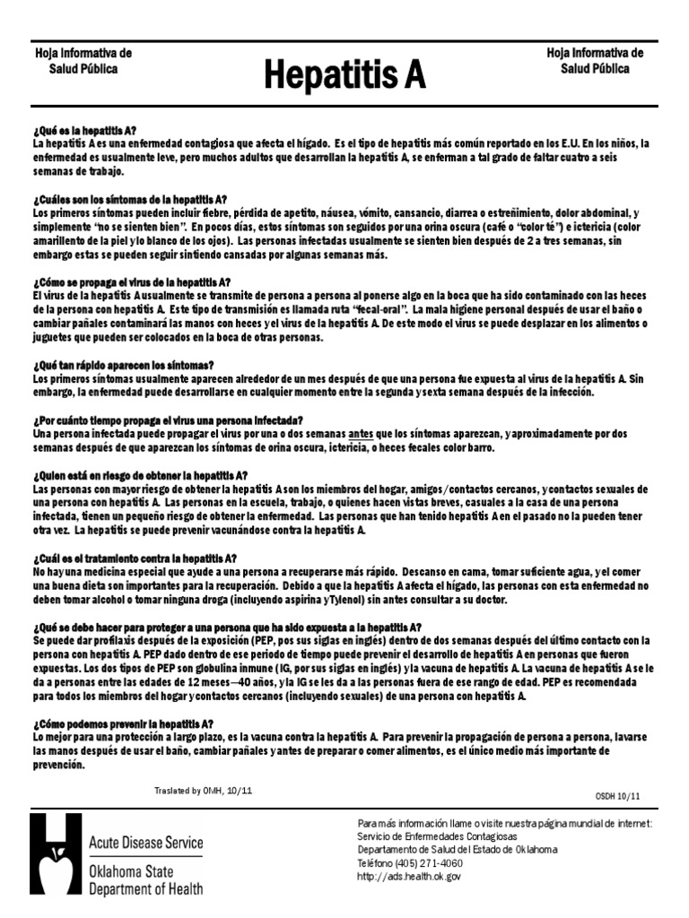Hepatitis A Spanish 2011 | PDF | Hepatitis | Especialidades Medicas