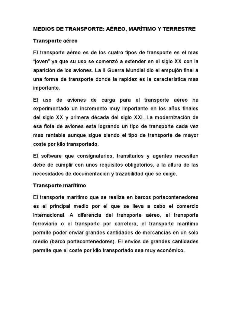 Medios de Transporte | PDF