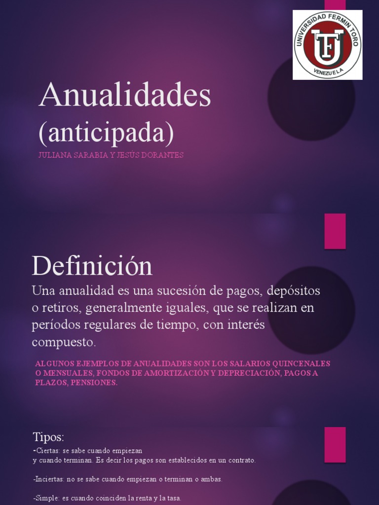 Anualidades (Anticipada) | PDF