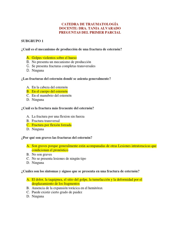 Preguntas de Traumatología Grupo 3 | PDF | Hombro | Sistema musculoesquelético