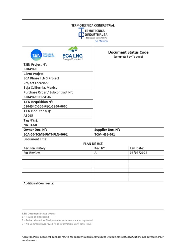 ECA 00 TCME PMT PLN 0002 - RevA | PDF