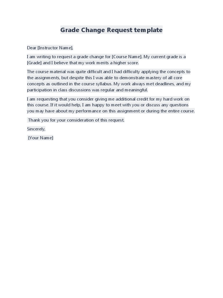 Grade Change Request Template | PDF