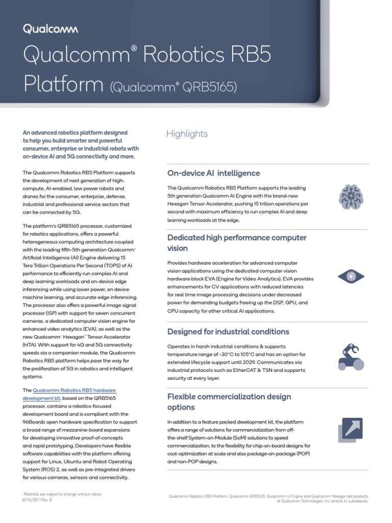 Qualcomm Robotics rb5 Platform Product Brief | PDF | Artificial Intelligence | Intelligence (AI ...
