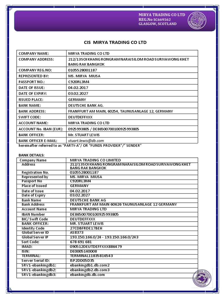 Cis Mirya Trading Co LTD - Bangkok 0105528001187+ | PDF | Written Communication | Computer Data