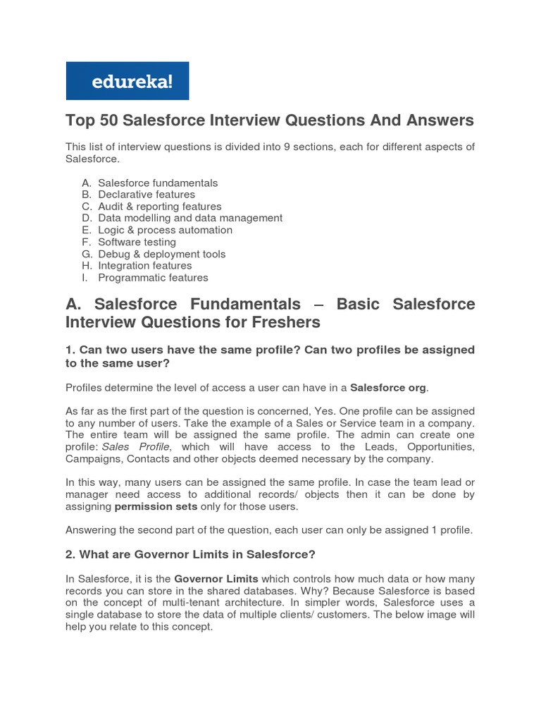 Top 50 Salesforce Interview Questions and Answers - Edureka | PDF | Web Service ...