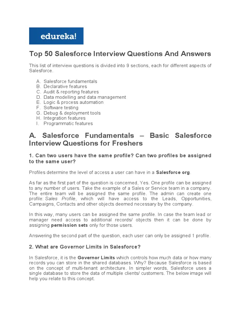 Top 50 Salesforce Interview Questions and Answers - Edureka | PDF | Web Service ...