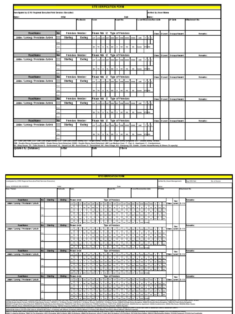 Site Verification Form for Assets | PDF