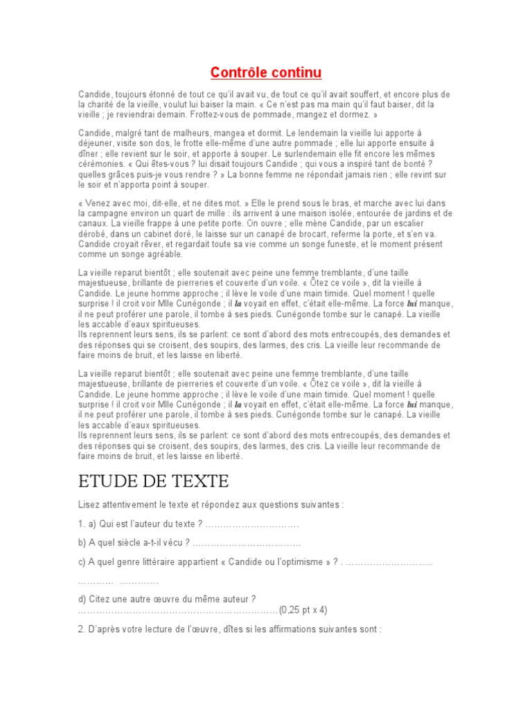 Candide : Émotions et Révélations | PDF | Candide