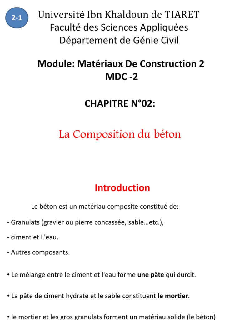 La Composition Du Beton Module Materiaux | PDF | Béton | Ciment