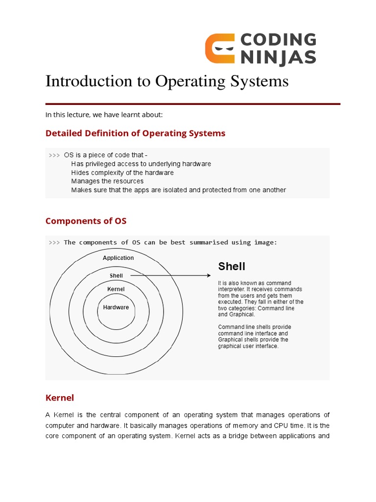 Introduction To Operating Systems | PDF | Kernel (Operating System) | Operating System