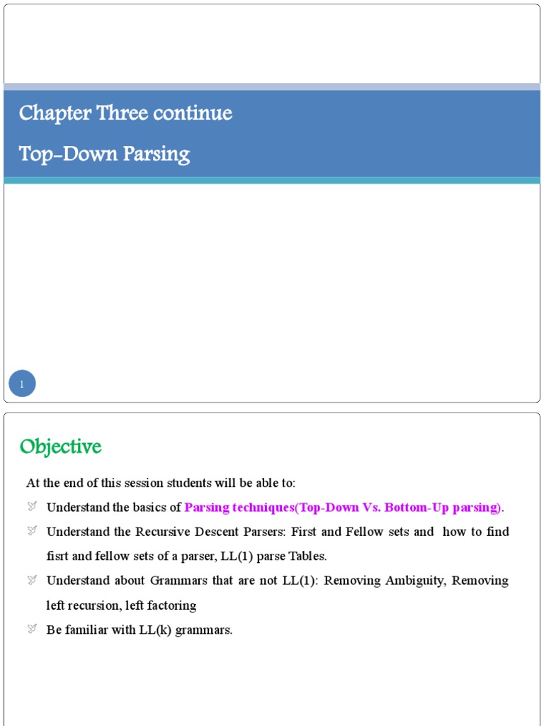 Chapter 3 B Top-Down Parsing | PDF | Parsing | Implementation