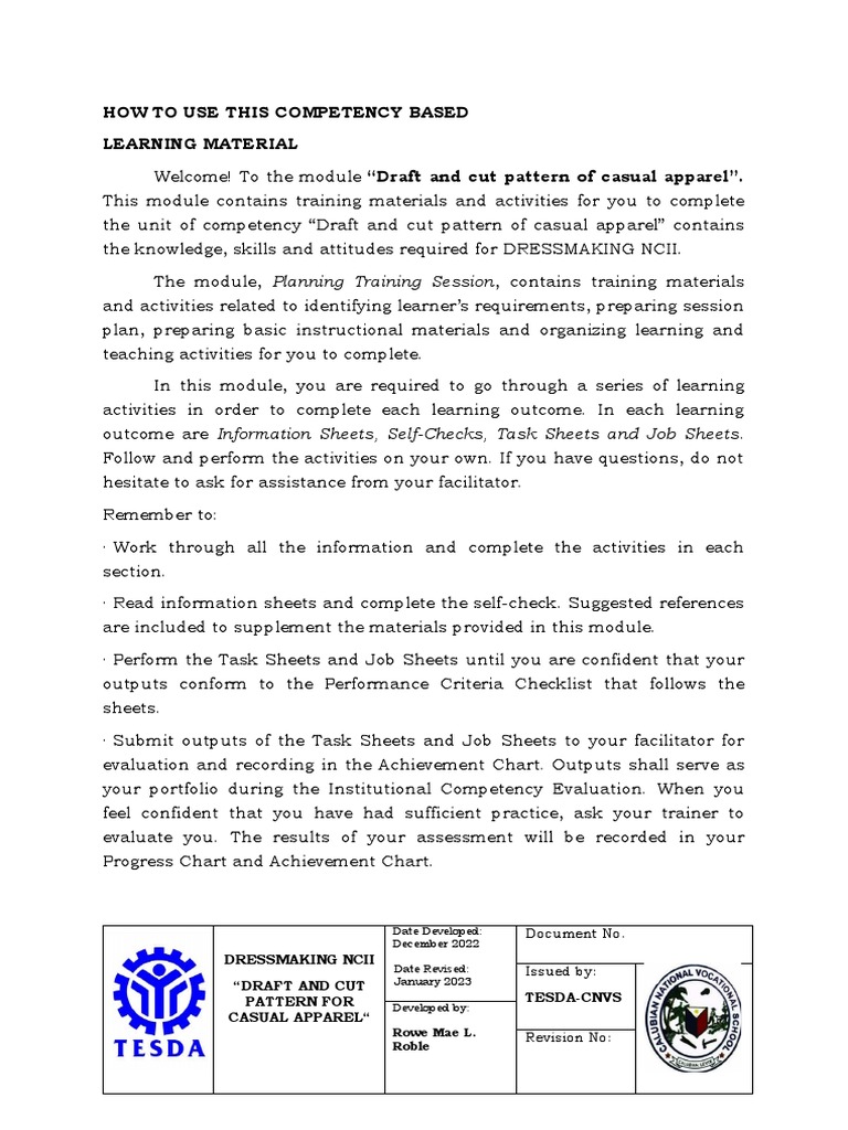 CBLM - Dressmaking Ncii | PDF | Seam (Sewing) | Sewing