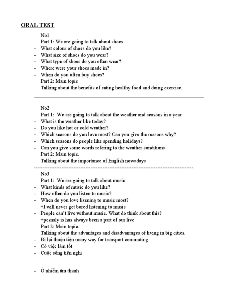 Oral Test | PDF