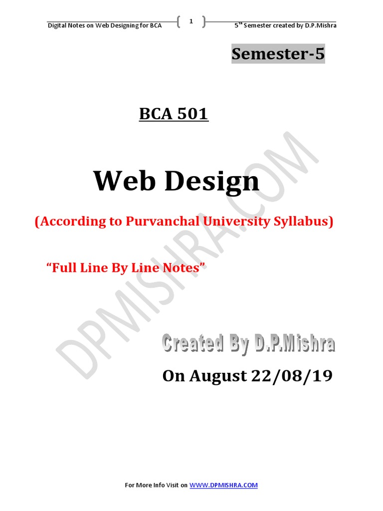 Web Design Notes For BCA 5th Sem 2019 PDF | Download Free PDF | World ...