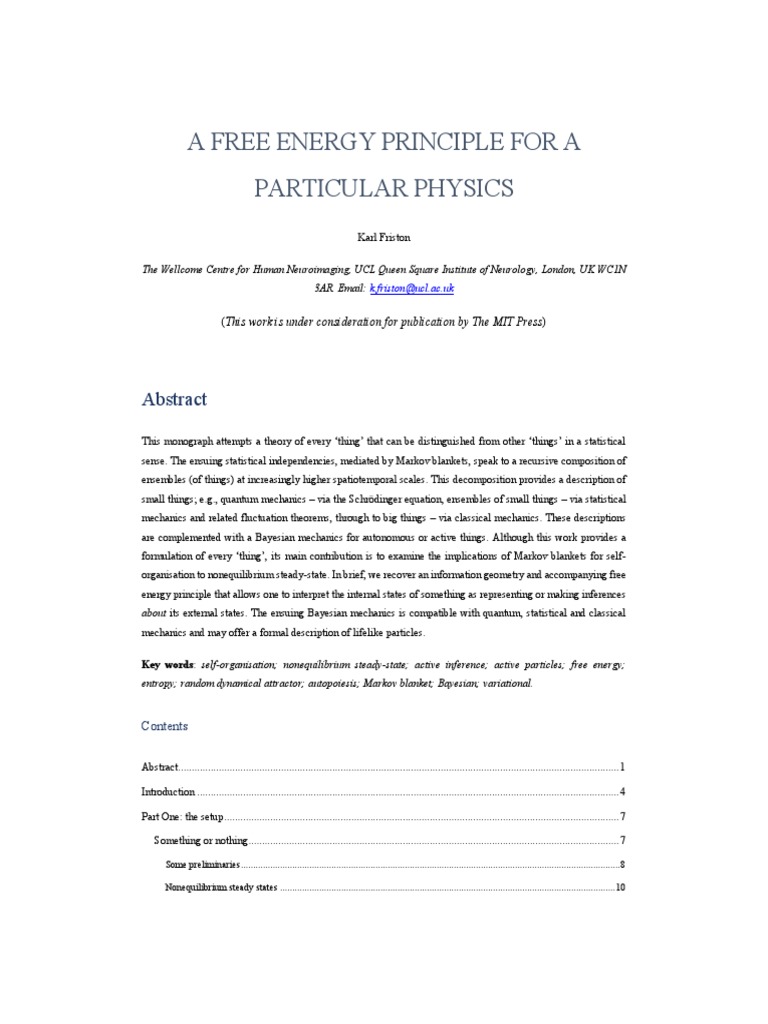 The Free Energy Principle For A Particular Physics | PDF | Quantum Mechanics | Statistical Inference