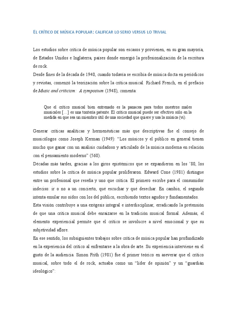 El Crítico de Música Popular | PDF