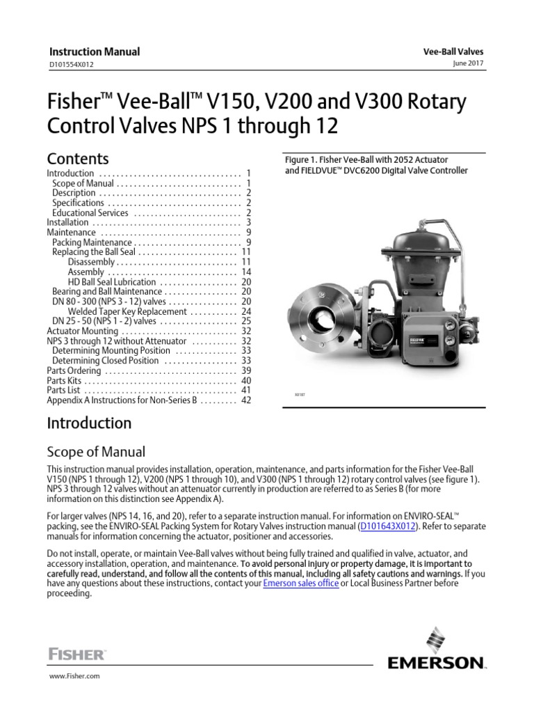 Fisher Vee-Ball (V150, V200 & V300) (NPS 1 Through 12) | PDF | Valve | Actuator
