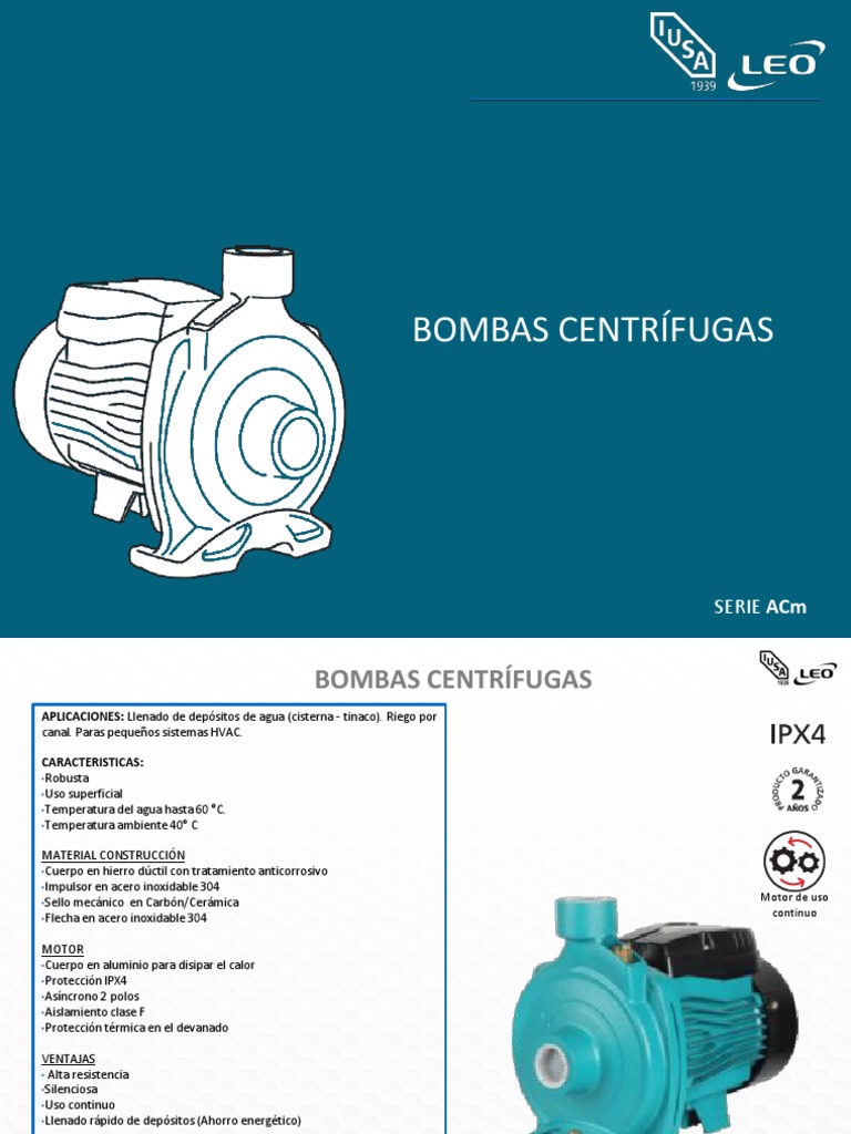 BOMBAS IUSA Centrífuga 1 HP Ficha-Tecnica | PDF