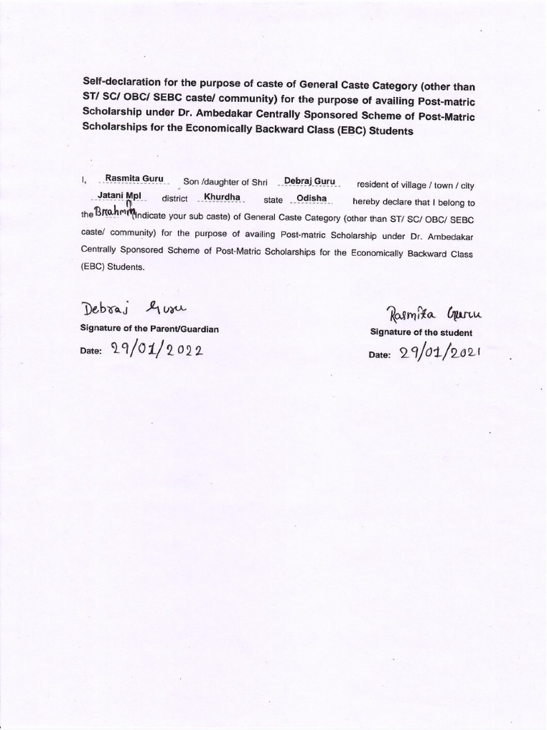 Rasmi Self Declaration | PDF