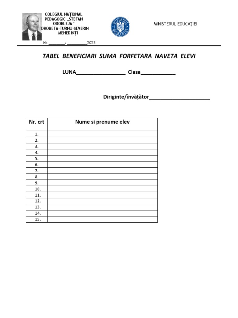 Tabel Lunar Decont Suma Forfetara | PDF