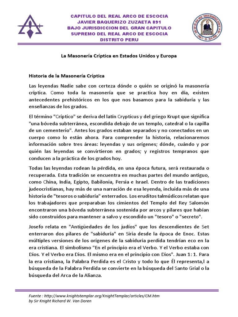 Historia de Grados Cripticos en EEUU y Europa | PDF | Masonería | Escocia