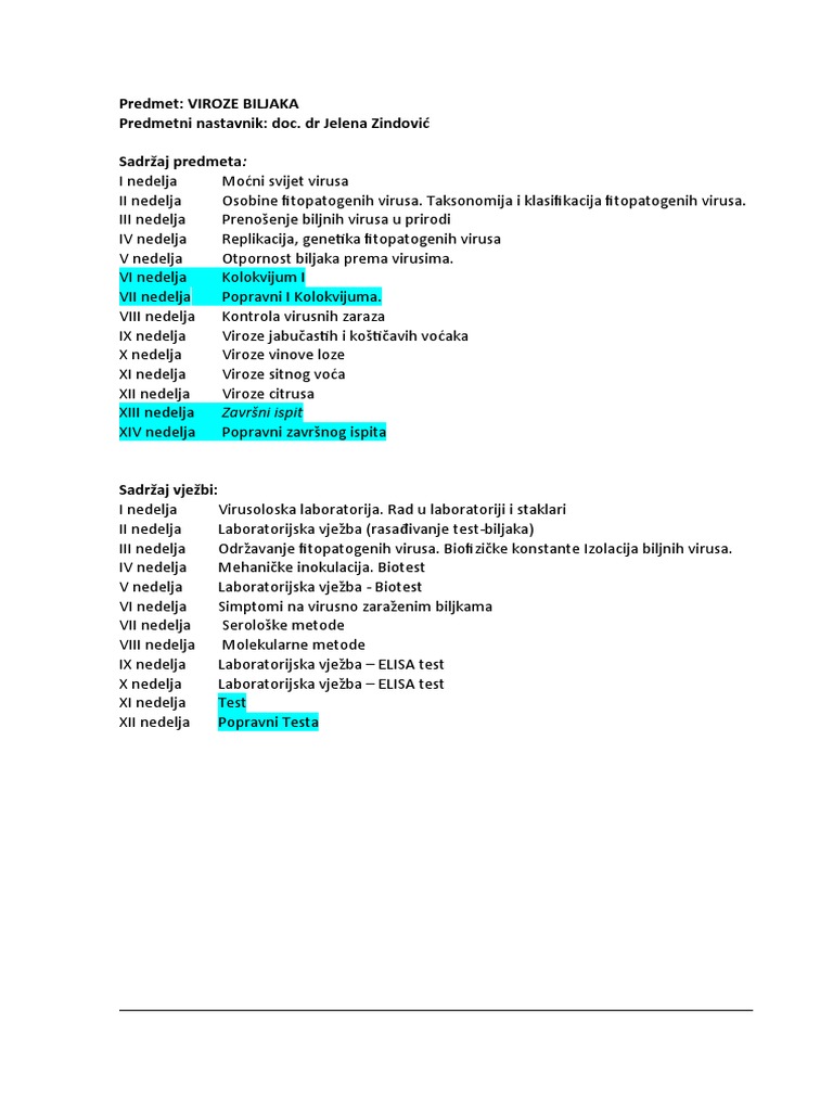 Program Viroze Biljaka 2022 | PDF