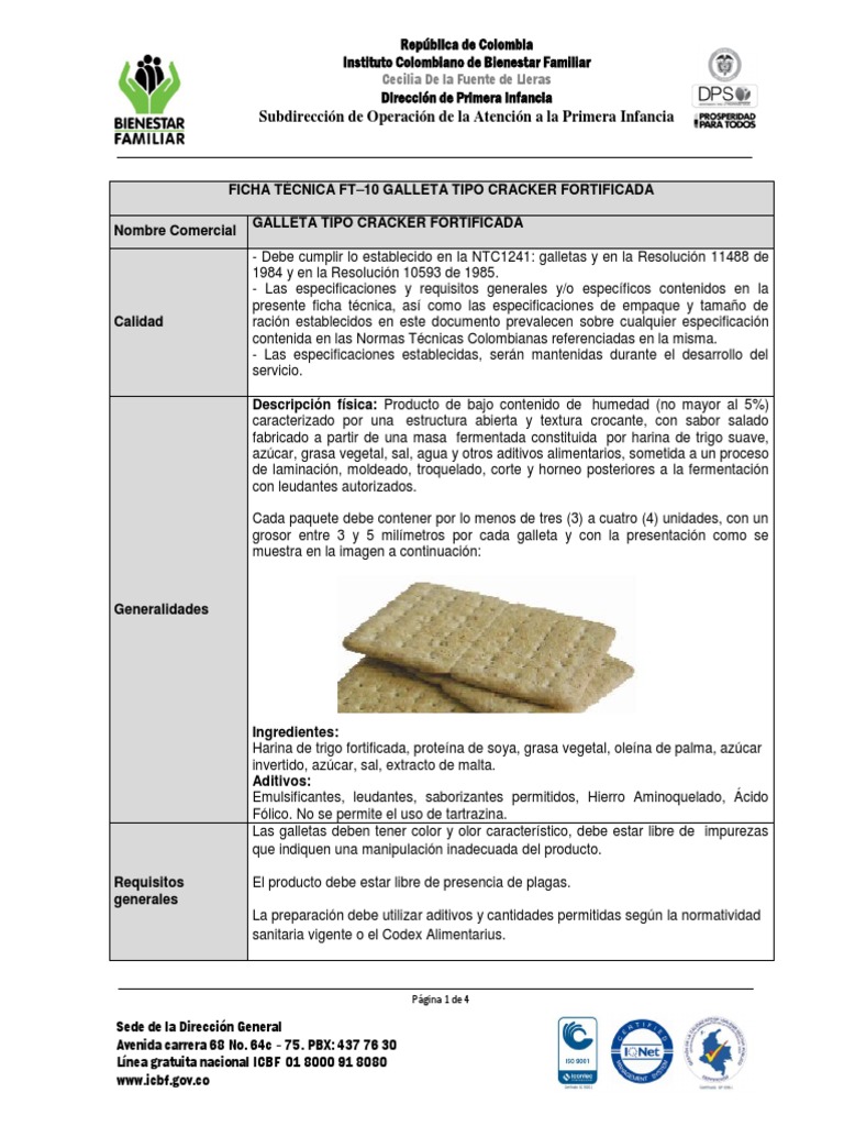 Ft-10 Galleta Tipo Cracker Fortificada | PDF | Trigo | Galleta