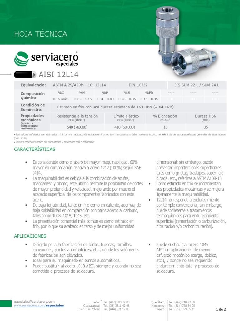 51-Aisi 12L14 | PDF | Acero | Tratamiento a base de calor