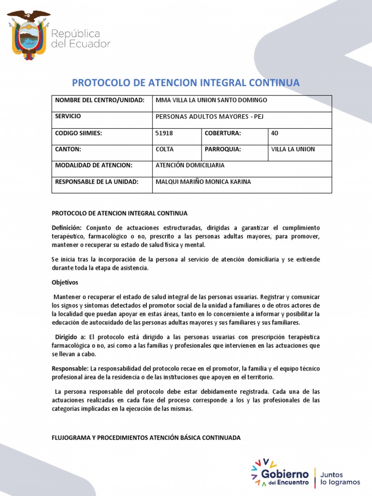 Protocolo de Atencion Integral Continua | PDF | Adultos | Vejez