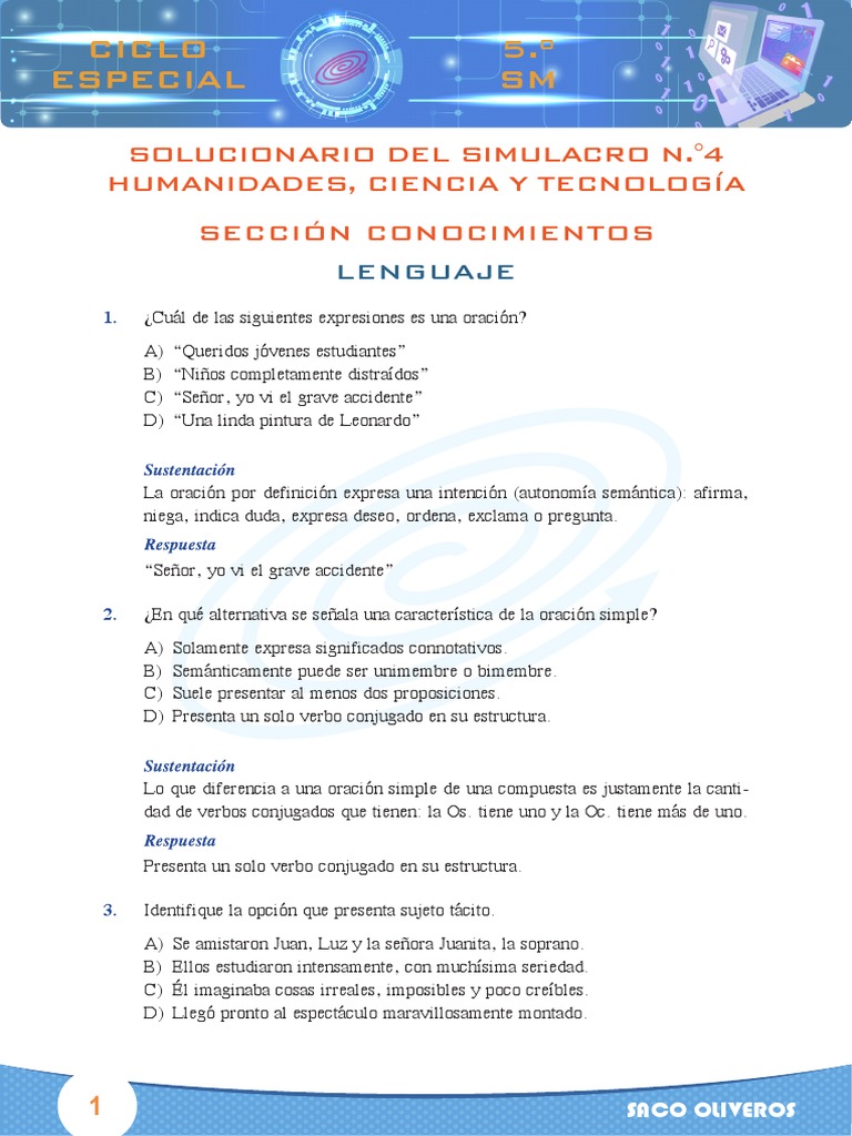 2 5 SM Cuarto Simul - Humanidades Ciencia y Tecnologa Rea C-Parte2 | PDF | Sistema linfático ...