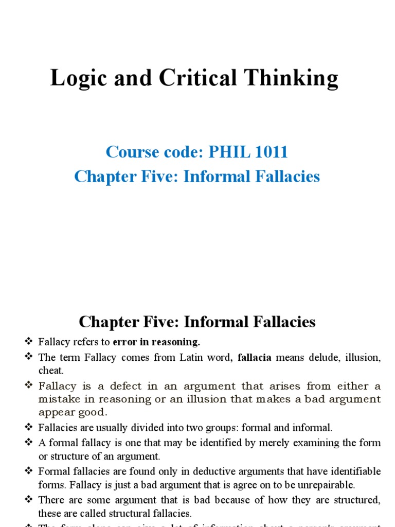 5-Chapter 5 Nformal Fallacies | PDF | Fallacy | Argument