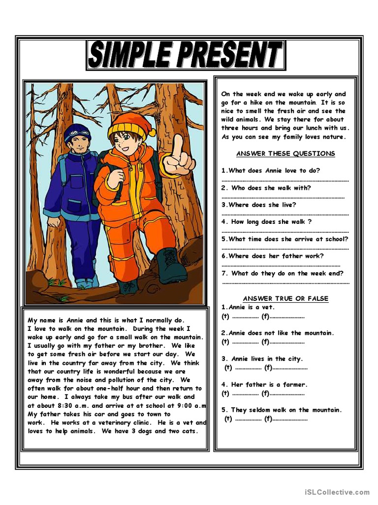 Annie's Simple Present Activities | PDF
