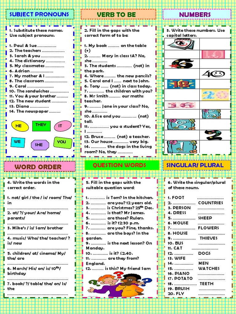 Subject Pronouns and Verb Forms Practice | PDF | Plural | Grammatical ...